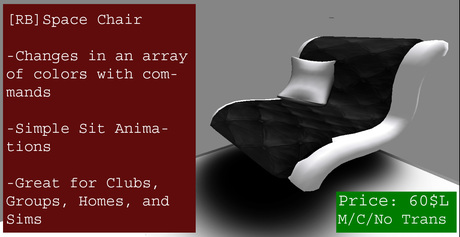 Second Life Marketplace - [RB] Space Chair - Color Change [PACKED]